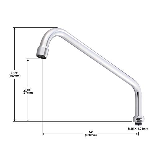 JZBRAIN 14" Swivel Gooseneck Spout for All JZBRAIN Commerical Faucet Wall Mount Kitchen Faucet Swing Nozzle Replacement 14 Inch