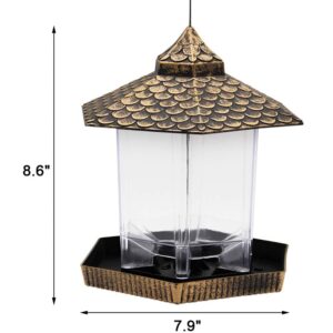 Twinkle Star Wild Bird Feeder Hanging for Garden Yard Outside Decoration, Hexagon Shaped with Roof