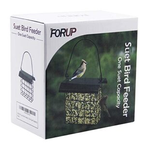 FORUP Suet Bird Feeder, Hanging Suet Feeder, Single Suet Cake Bird Feeder, One Suet Capacity