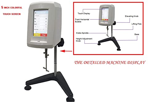 VTSYIQI Stormer viscometer Viscosity Tester Viscosity Meter Paint Ink Viscosity Meter with 5 inch Colorful Touch Screen KU Value Digital rotational viscometer Rotary visometer