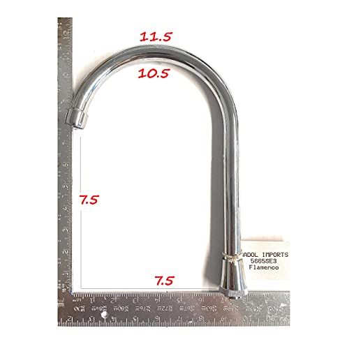 Chromed Surface 8" Two-Handle Tall Stainless Steel Spout Kitchen Faucet 8-inch Center Hole [3015PF] ADA -Does not Contain Lead, Plastic (POM) Body HI Rise SPOUT