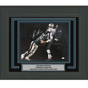 framed autographed/signed brandon graham philadelphia eagles spotlight game winning strip sack fumble vs. tom brady super bowl lii 52 champions 16x20 football photo jsa coa