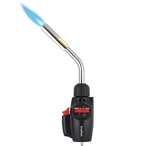 Ivation Trigger Start Propane Torch, High-Temperature Flame Torch [2372°F] w/Easy Trigger-Start Ignition & Adjustable Flame Control for Light Welding, Soldering, Brazing, Heating, Thawing & More