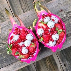 1214-Dragon Fruit, Mixed Red-White (Pitaya Blanca,roja) Seeds by Robsrareandgiantseeds UPC0764425788676 Non-GMO,Organic,Historic Plants, Bonsai, Tropical Fruit,Cactus, Betacyanins Package of 15 Seeds