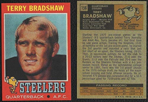 1971 Topps #156 TERRY BRADSHAW Rookie Card Pittsburgh Steelers REPRINT - Football Card