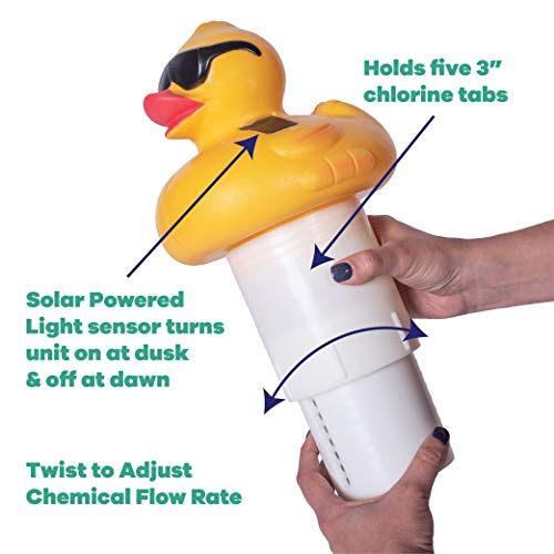 GAME 12427-BB Solar Light Up Pineapple Pool Chemical Dispenser, for Up to Five 3-inch Chlorine Tabs, Yellow