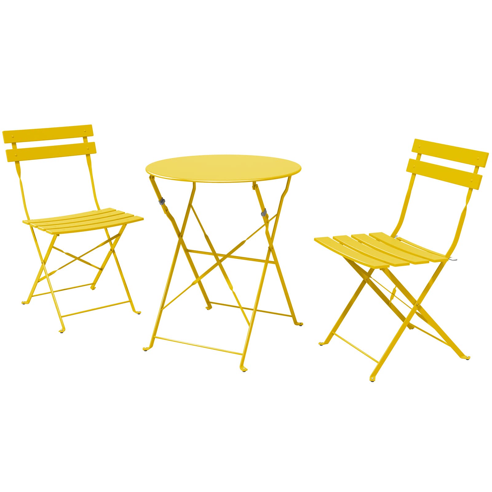 Grand patio 3-Piece Bistro Set Folding Outdoor Furniture Sets with Premium Steel Frame Portable Design for Bistro & Balcony, Yellow