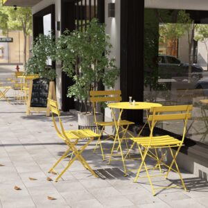 Grand patio 3-Piece Bistro Set Folding Outdoor Furniture Sets with Premium Steel Frame Portable Design for Bistro & Balcony, Yellow