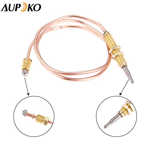 Aupoko Universal Gas Thermocouple, 600 mm Length, M8x1 End Nut and Head Tip Fit for BBQ Grill or Fire Pit Heater or Gas Water Heater