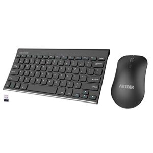 arteck 2.4g wireless keyboard and mouse combo ultra compact slim stainless full size keyboard and ergonomic mouse for computer/desktop/pc/laptop and windows 10/8/7 build in rechargeable battery