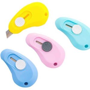 WOIWO 4 Pieces Mini Retractable Utility Knife Box Opener Letter, Random Color