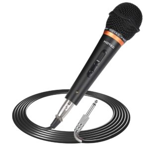 hotec premium vocal dynamic handheld microphone with 19ft detachable xlr cable and on/off switch (metal black) (h-w07)