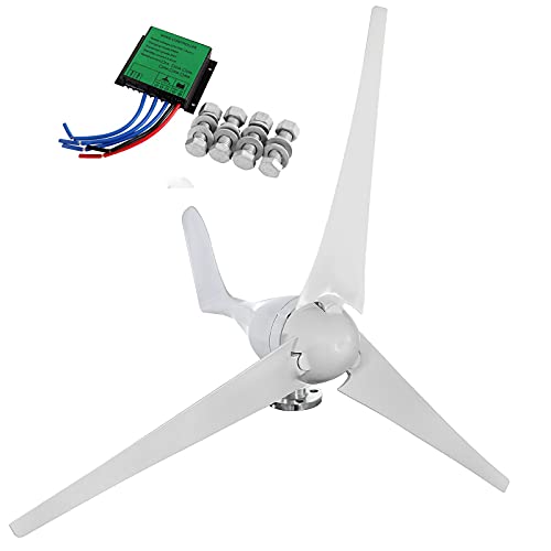 Dyna-Living Wind Turbine Generator Kit 400W DC 12V Wind Turbine Motor 3 Blades Wind Power Generator with Charge Controller for Home Marine Industrial Energy(Not included mast) White