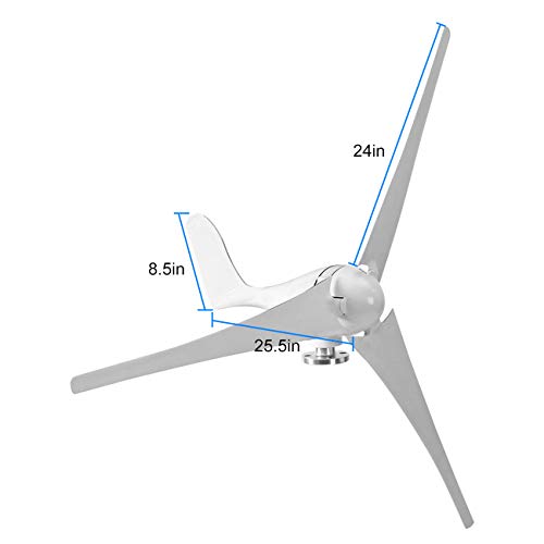 Dyna-Living Wind Turbine Generator Kit 400W DC 12V Wind Turbine Motor 3 Blades Wind Power Generator with Charge Controller for Home Marine Industrial Energy(Not included mast) White