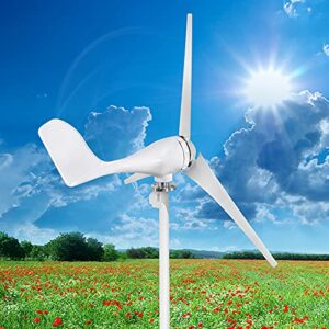 Dyna-Living Wind Turbine Generator Kit 400W DC 12V Wind Turbine Motor 3 Blades Wind Power Generator with Charge Controller for Home Marine Industrial Energy(Not included mast) White