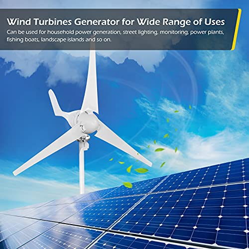 Dyna-Living Wind Turbine Generator Kit 400W DC 12V Wind Turbine Motor 3 Blades Wind Power Generator with Charge Controller for Home Marine Industrial Energy(Not included mast) White