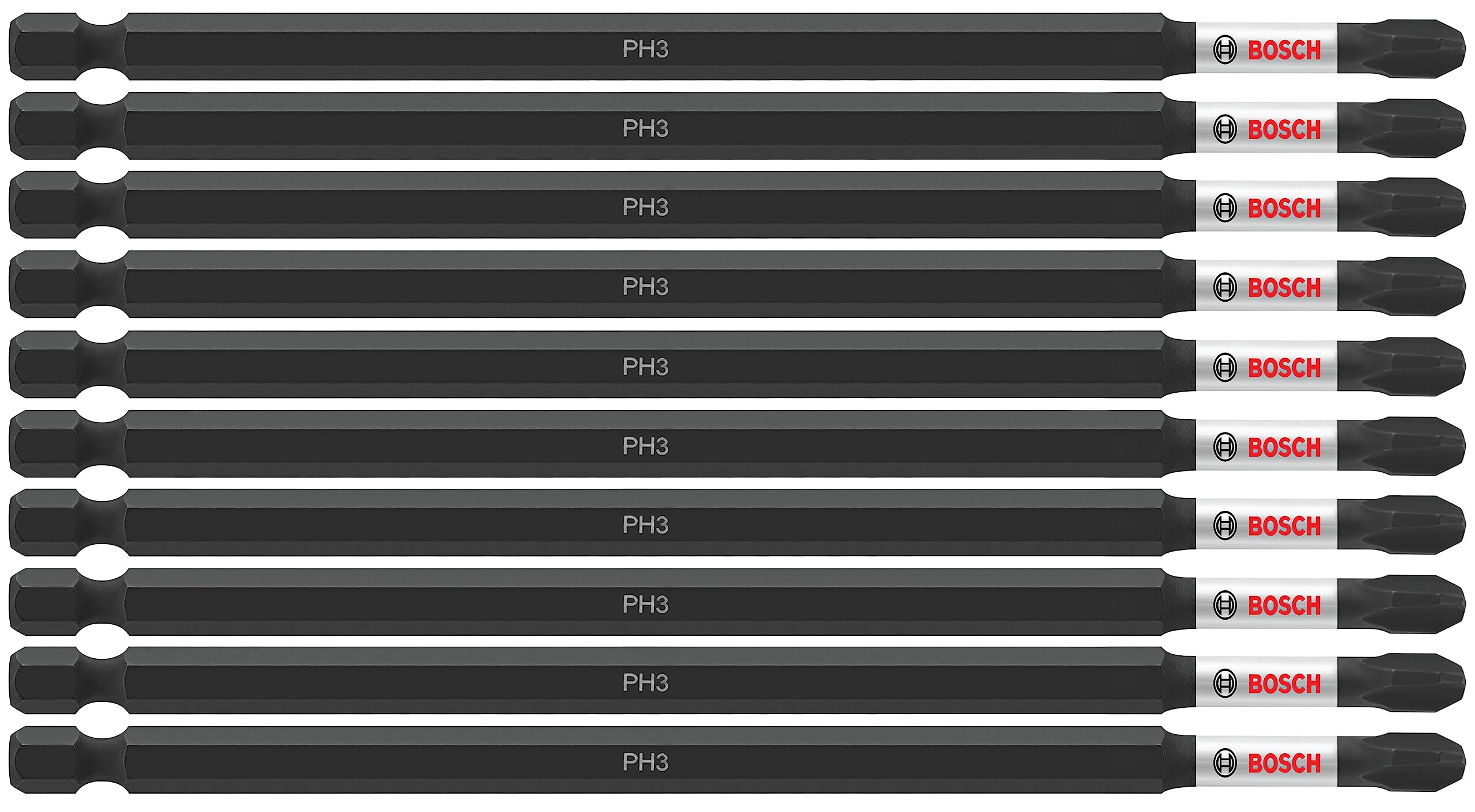 BOSCH ITPH36B 10-Pack 6 In. Phillips #3 Impact Tough Screwdriving Power Bits