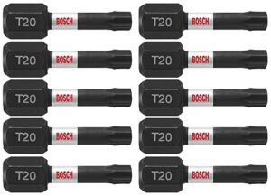 bosch itt201b 10-pack 1 in. torx #20 impact tough screwdriving insert bits