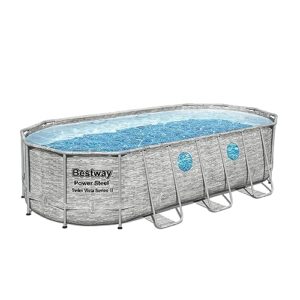 Bestway Power Steel Swim Vista Series II 18' x 9' x 48" Above Ground Outdoor Swimming Pool Set with 1500 GPH Filter Pump, Ladder, and Pool Cover