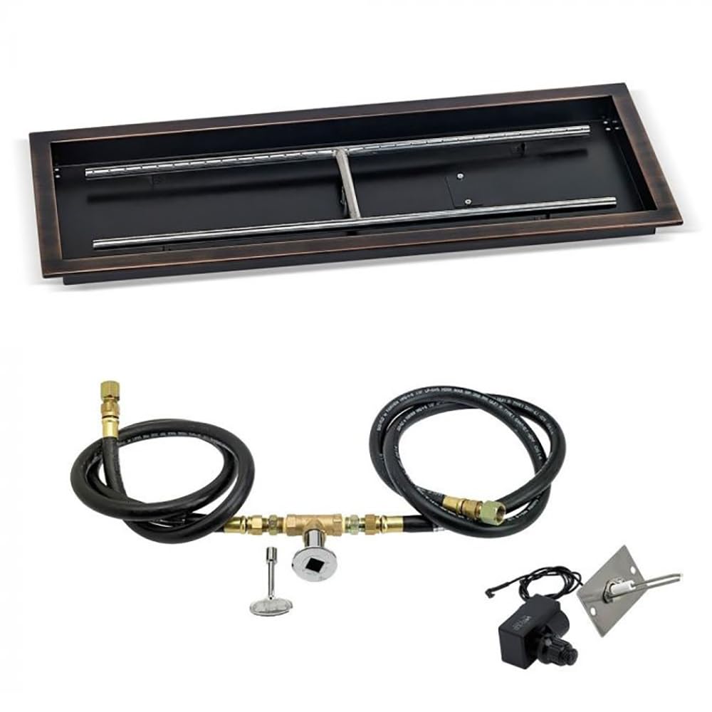 American Fireglass 48 x 14 Rectangular Oil Rubbed Bronze (OB-AFPPKIT-N-48) Stainless Steel Drop-in Pan with Spark Ignition Kit (Natural Gas)