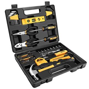 dekopro 65 pieces tool set general household hand tool kit with storage case plastic toolbox