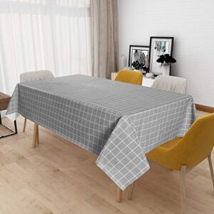 Obstal 100% Waterproof PVC Table Cloth, Oil-Proof Spill-Proof Vinyl Rectangle Tablecloth, Wipeable Table Cover for Outdoor and Indoor Use, 54x54 Inch, Grey Checkered Pattern