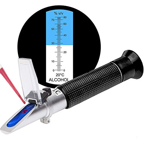 SMARTSMITH Alcohol Refractometer for Spirit Alcohol Volume Percent Measurement with Automatic Temperature Compensation (ATC), Range 0-80% v/v.Alcohol Refractometer for Spirit Alcohol Volume Percent