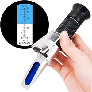 SMARTSMITH Alcohol Refractometer for Spirit Alcohol Volume Percent Measurement with Automatic Temperature Compensation (ATC), Range 0-80% v/v.Alcohol Refractometer for Spirit Alcohol Volume Percent