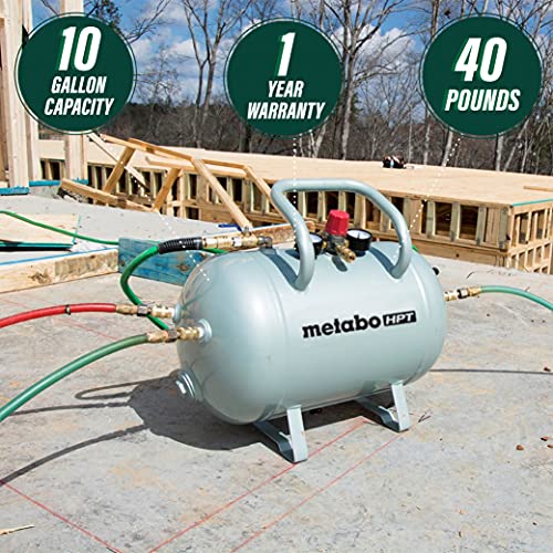 Metabo HPT Reserve Air Tank | Five Quick Connect Couplers | 10-Gallon Capacity | ASME Certified | UA3810AB