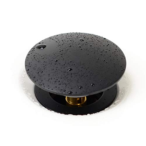 Purelux Pop Up Drain Stopper With Overflow for Bathroom Faucet Vessel or Vanity Sink, Matte Black Finish