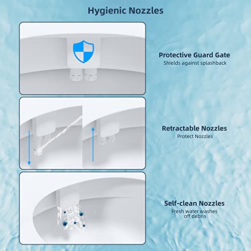 Hibbent Toilet Seat Bidet with Self Cleaning Dual Nozzle, Hot and Cold Water Spray Non-Electric Mechanical Bidet Toilet Attachment for Rear or Female Washing Sanitizing