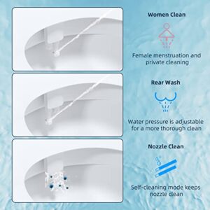 Hibbent Toilet Seat Bidet with Self Cleaning Dual Nozzle, Hot and Cold Water Spray Non-Electric Mechanical Bidet Toilet Attachment for Rear or Female Washing Sanitizing