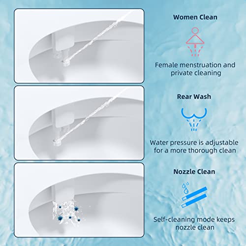 Hibbent Toilet Seat Bidet with Self Cleaning Dual Nozzle, Hot and Cold Water Spray Non-Electric Mechanical Bidet Toilet Attachment for Rear or Female Washing Sanitizing