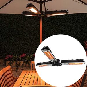 Skypatio Electic Parasol Patio Heater, Folding Electric Outdoor Umbrella Space Heater,3 infrared Heating Lamps for Pergola or Gazebo, 1500W,Black