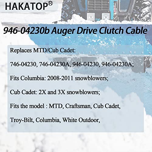 HAKATOP 946-04230b Snow Blower/Thrower Auger Drive Clutch Cable Fits MTD Cub Cadet 746-04230 746-04230A 946-04230 946-04230A