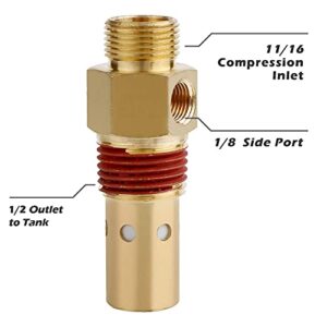 Hromee Air Compressor Replacement Components Brass 1/2 Inch MNPT Compressor in Tank Check Valve Kit with Three Different Unloader Tube Fittings 20 SCFM 4 Pieces