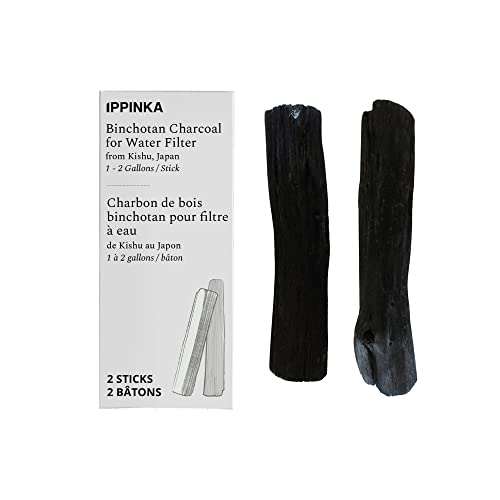 2X Large Binchotan Charcoal - Water Purifying Sticks for Great-Tasting Water from Kishu, Japan - Each Stick Filters 1-2 Gallons of Water - 2 Sticks