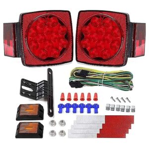 12v led trailer light kit dot certified, utility trailer lights for boat submersible rv car with wire harness wafer led waterproof 80 inch