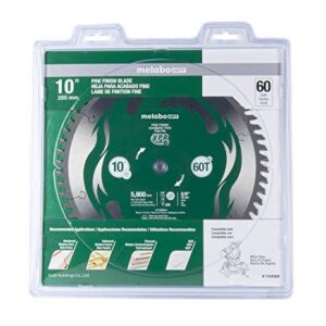 Metabo HPT 10-Inch Miter Saw/Table Saw Blade, 60T, Fine Finish, 5/8" Arbor, Large Micrograin Carbide Teeth, 5800 Max RPM, 115435M