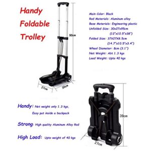 Portable Folding Hand Truck Dolly Utility Cart Foldable Trolley Put in Backpack Push Luggage Flatbed Cart