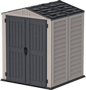 duramax 35525 yarmate plus outdoor vinyl storage shed, adobe/gray