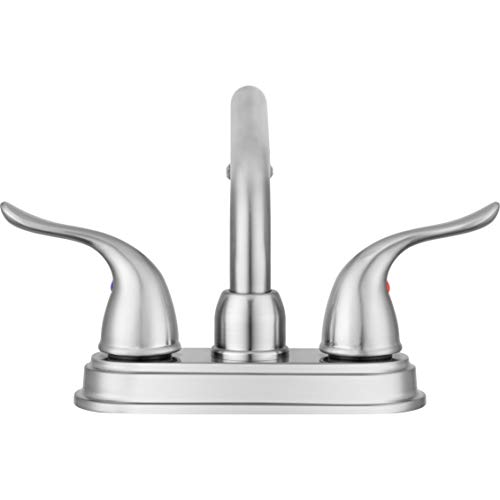 Pacific Bay Treviso Utility Laundry Sink Faucet - Threaded Brass Spout Hose End, Swivel Spout, 2-Handle Levers, Centerset (Brushed Satin Nickel Plated)