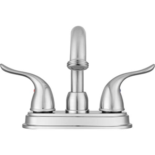 Pacific Bay Treviso Utility Laundry Sink Faucet - Threaded Brass Spout Hose End, Swivel Spout, 2-Handle Levers, Centerset (Brushed Satin Nickel Plated)