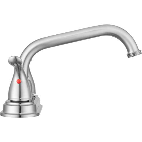 Pacific Bay Treviso Utility Laundry Sink Faucet - Threaded Brass Spout Hose End, Swivel Spout, 2-Handle Levers, Centerset (Brushed Satin Nickel Plated)