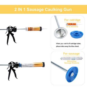 Sealant Sausage Caulking Gun Aluminium-600ml/20oz - 12:1 Thrust Ratio (Gold)