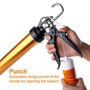 Sealant Sausage Caulking Gun Aluminium-600ml/20oz - 12:1 Thrust Ratio (Gold)