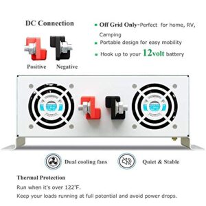 WZRELB 2000W 12V Pure Sine Wave Solar Power Inverter DC AC Converter