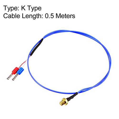 uxcell Thermocouple K Type, 0-260C M4 Screw Temperature Sensor Probe 1.6ft for 3D Printer