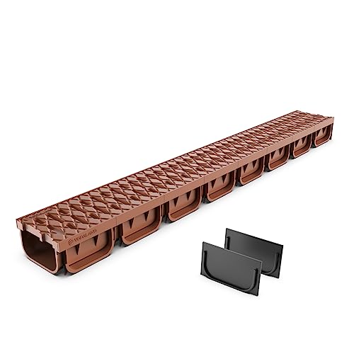 Vodaland - 4 Inch Trench Drain System with Grate - Terracotta - Easy 2 (1)