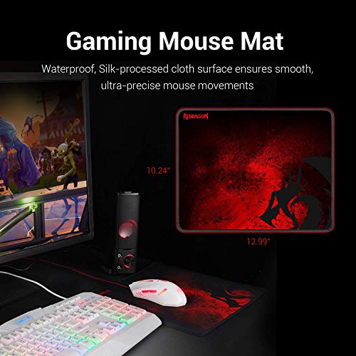 Redragon S101 Wired RGB Backlit Gaming Keyboard and Mouse, Gaming Mouse Pad, Gaming Headset Combo All in ONE PC Gamer Bundle for Windows PC – (White)